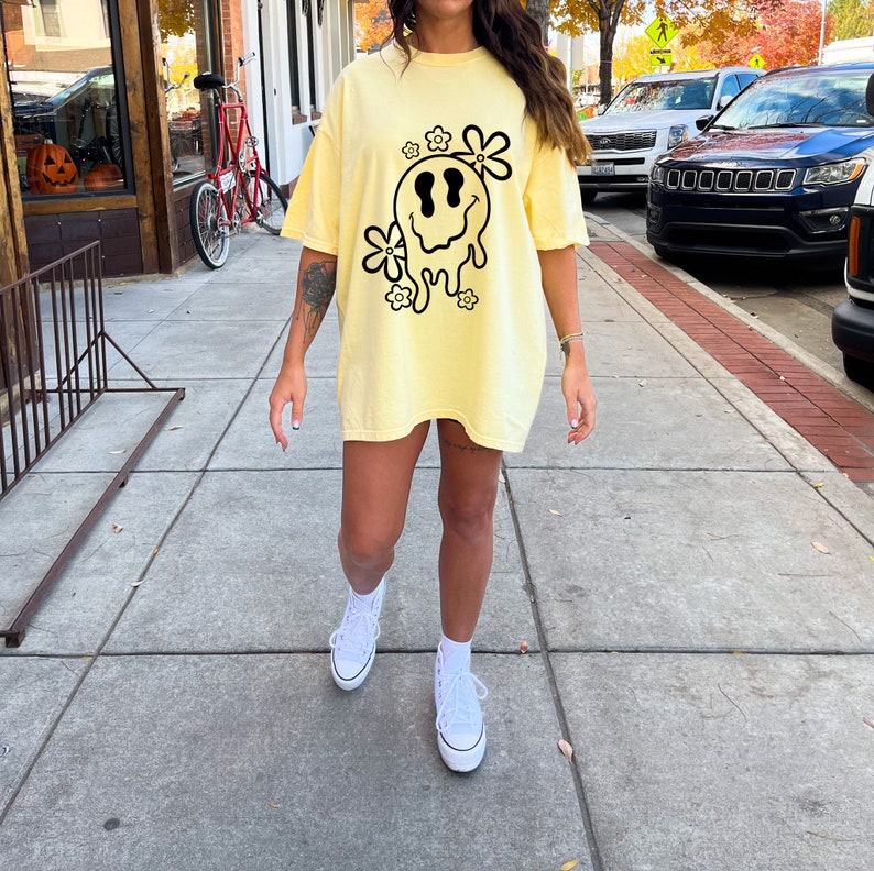Drippy Smiley Sweatshirt, Floral Happy Face Shirt, Motivational Gifts ...