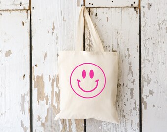 Smiley Face Tote Bag - Etsy UK
