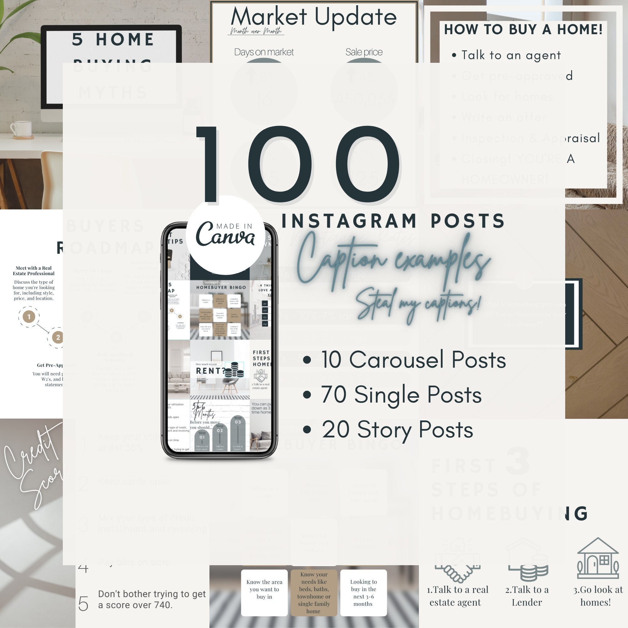 Real Estate Posts + Caption Examples + Carousel Posts - Etsy