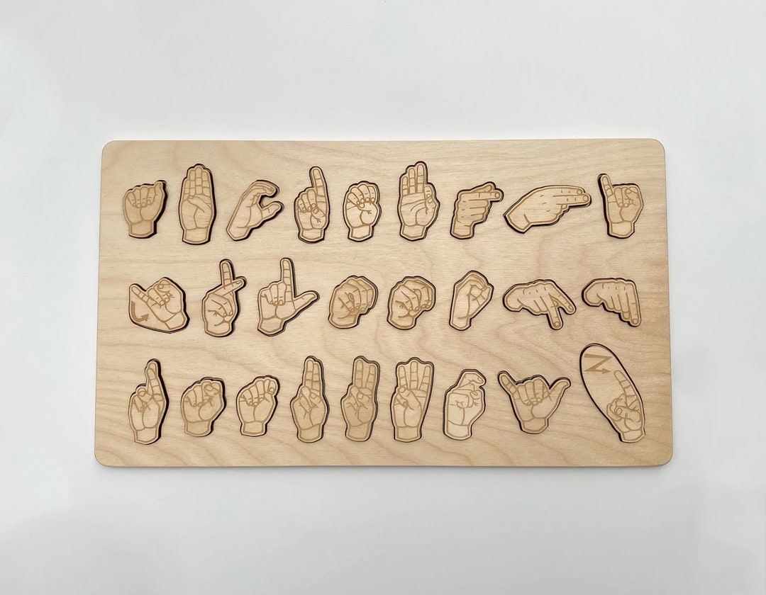 ASL Wooden Learning Set Natural Learn ASL - Etsy