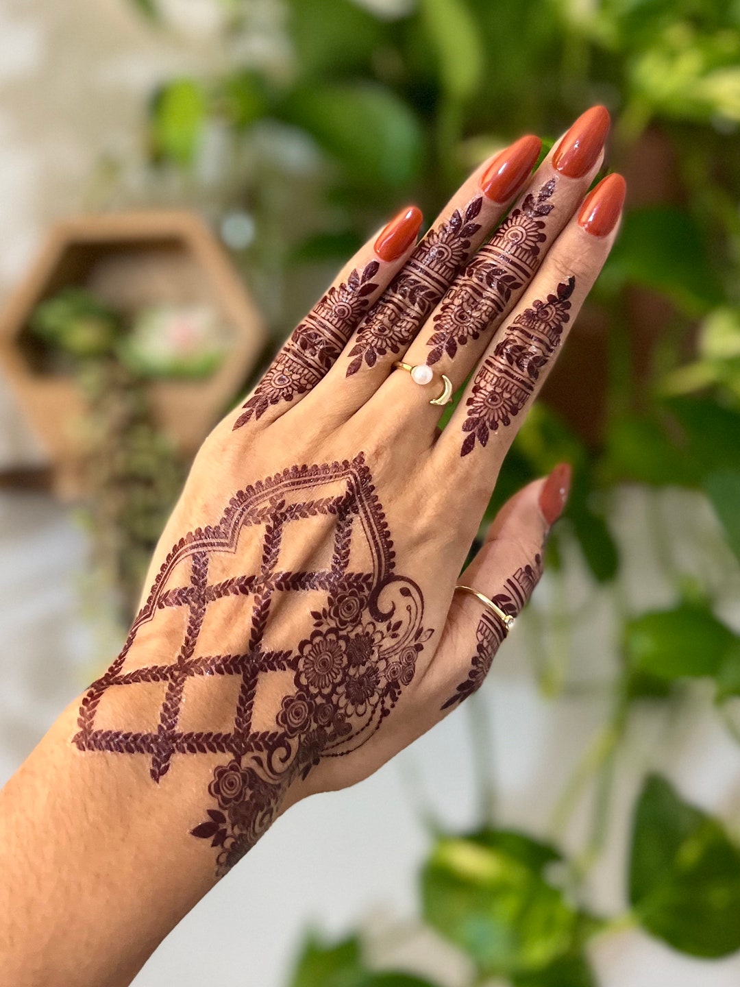 Lata -- Asymmetrical Vine Henna Tattoo | Instant Henna, Henna Tattoo, Henna Sticker, Temporary ...