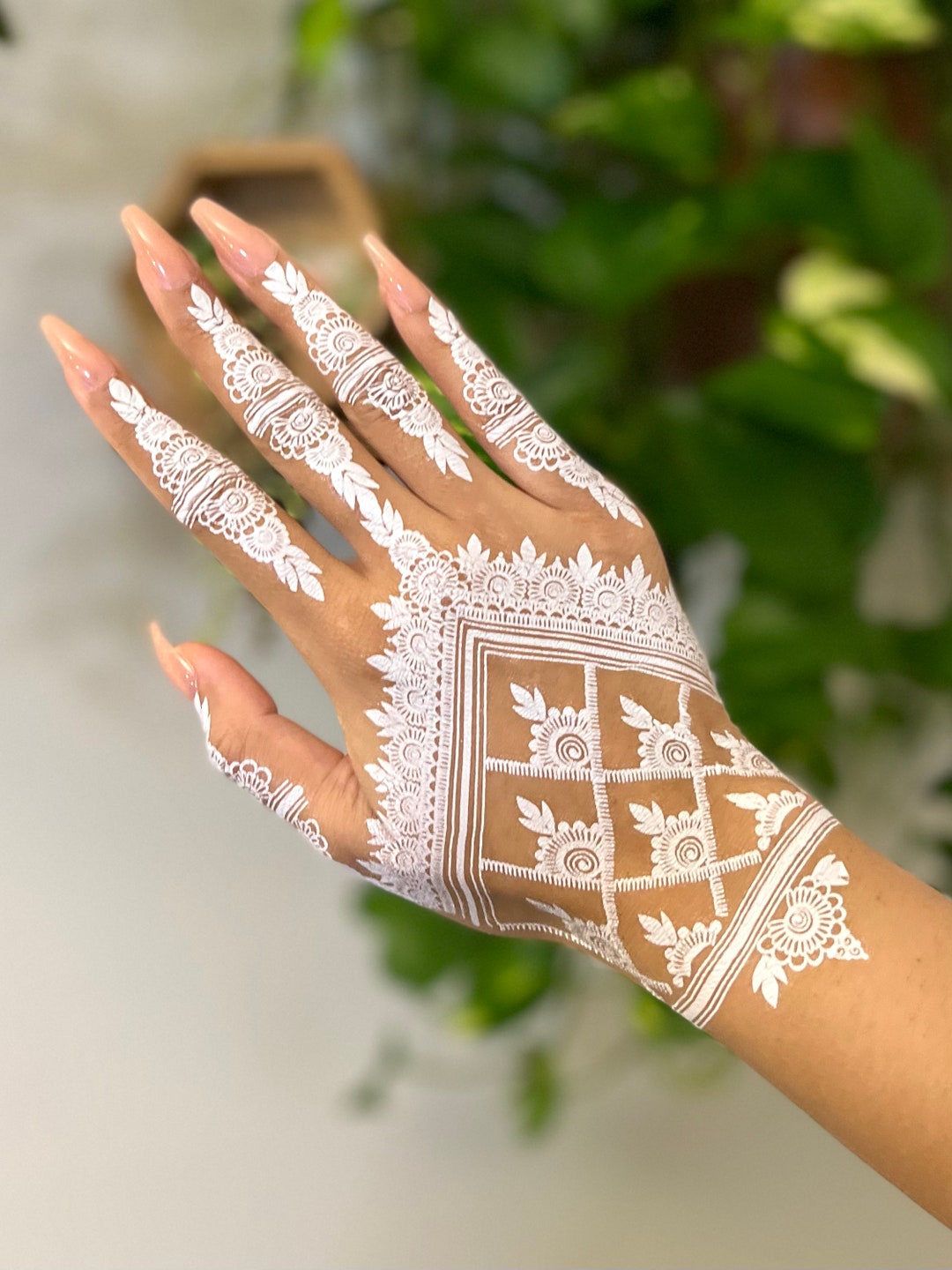Sakhi -- Floral Angular Design, Full Hand With Full Fingers | Henna ...