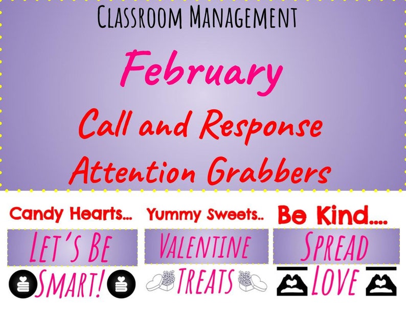 February Themed Call and Response/ Attention Grabbers/ Classroom ...