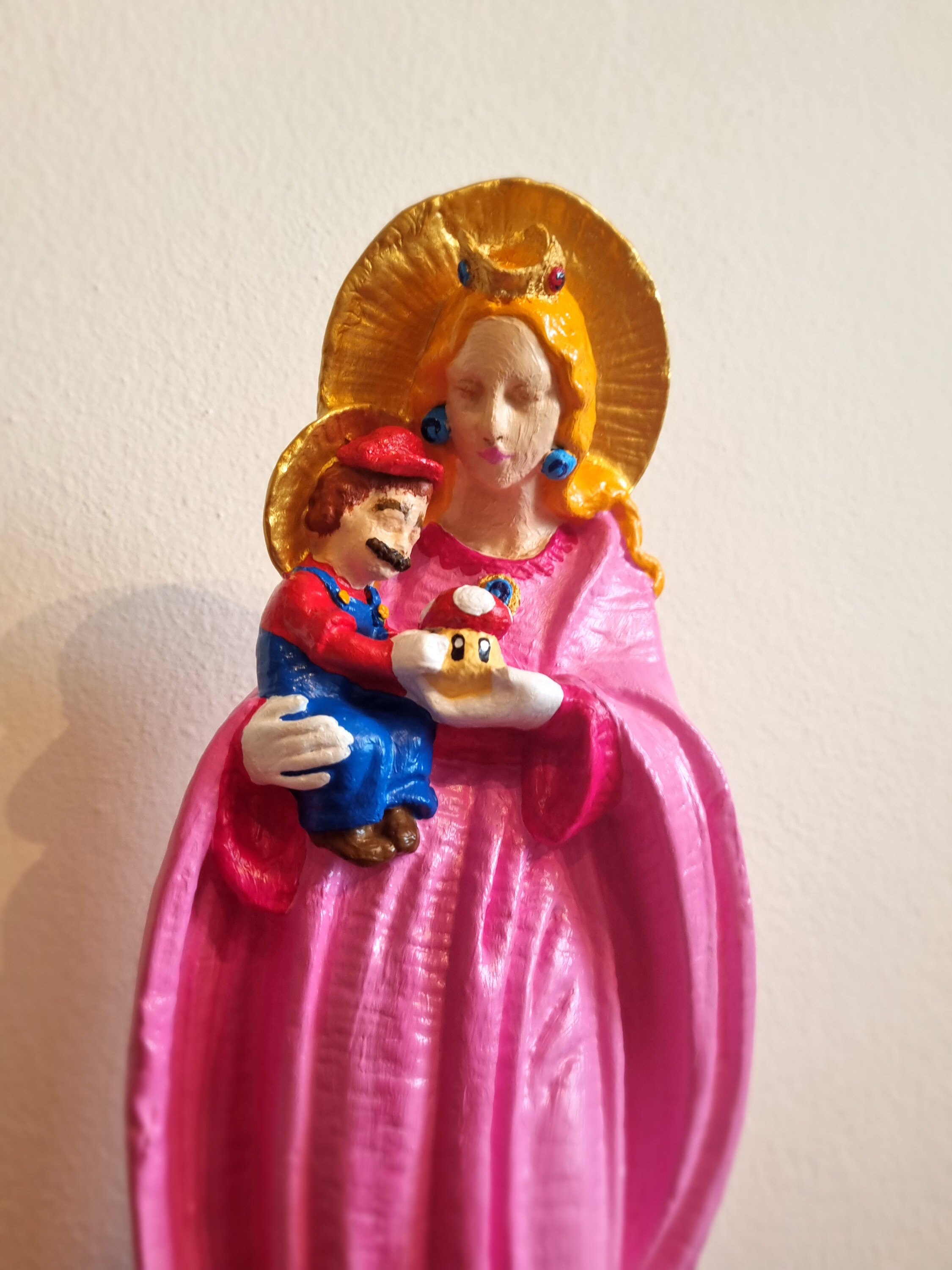 MARIO & PEACH Upcycled Mary and Jesus Statue - Etsy
