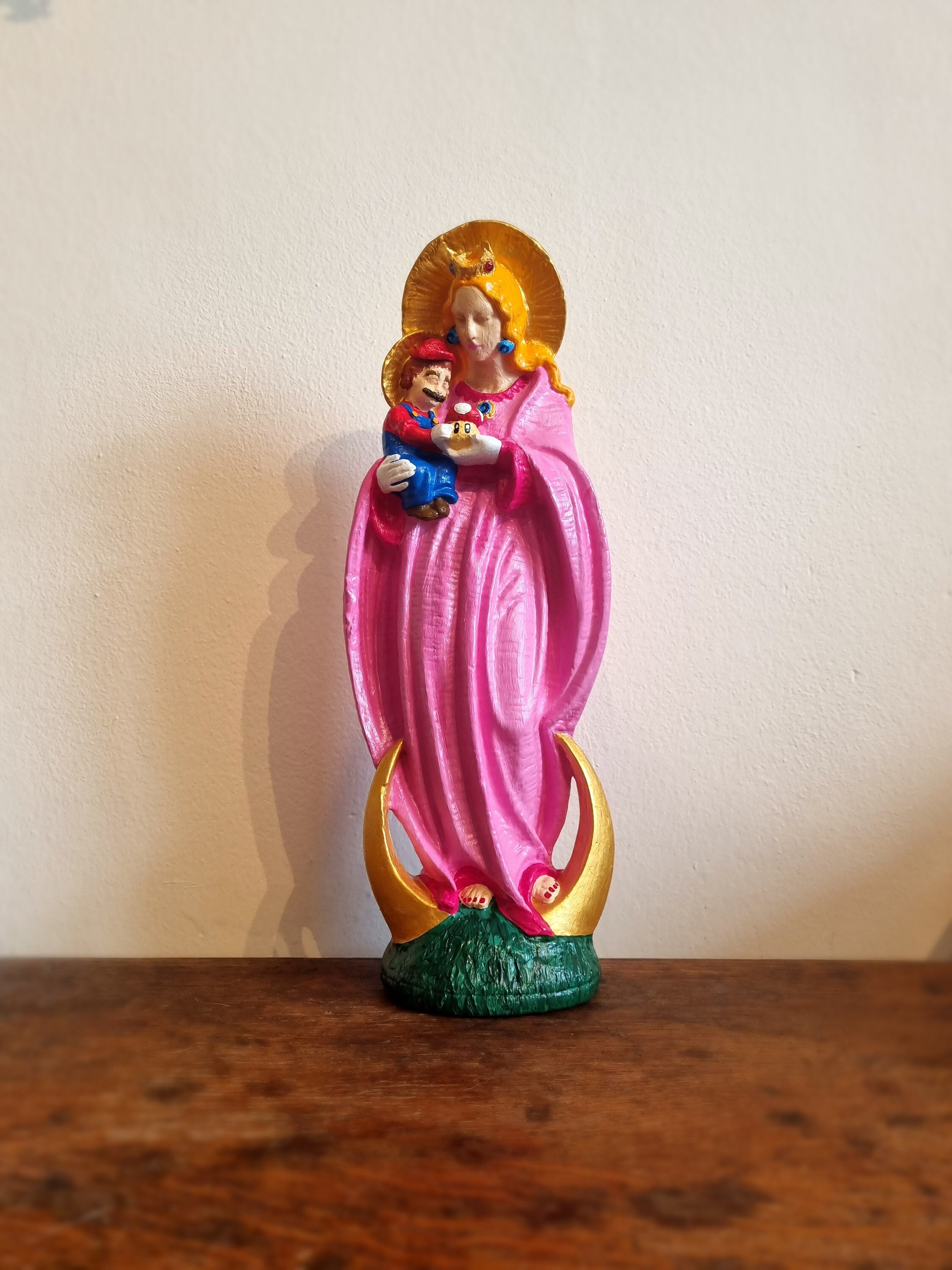 MARIO & PEACH Upcycled Mary and Jesus Statue - Etsy