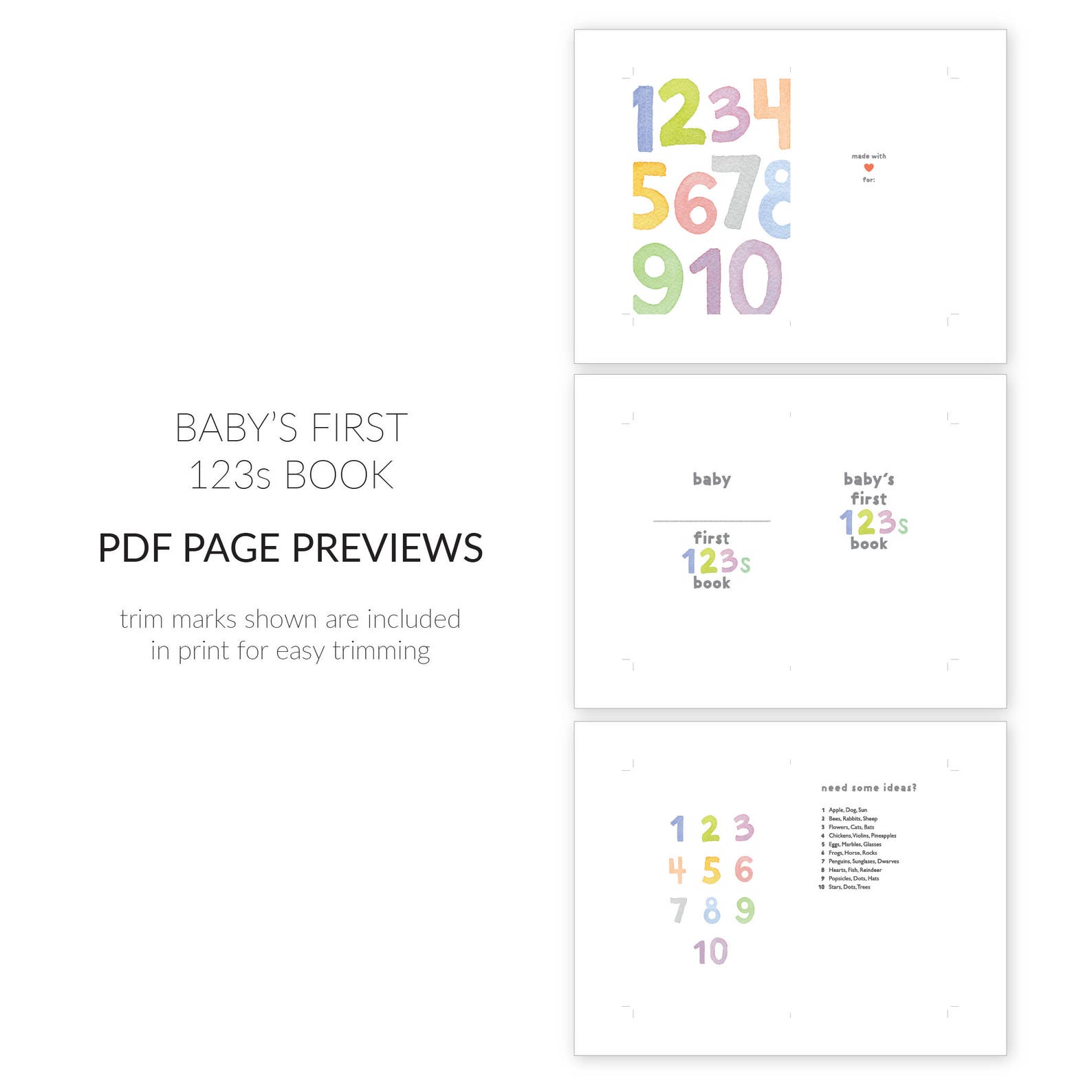 Numbers Baby Shower Book Printable Shower Activity Baby - Etsy