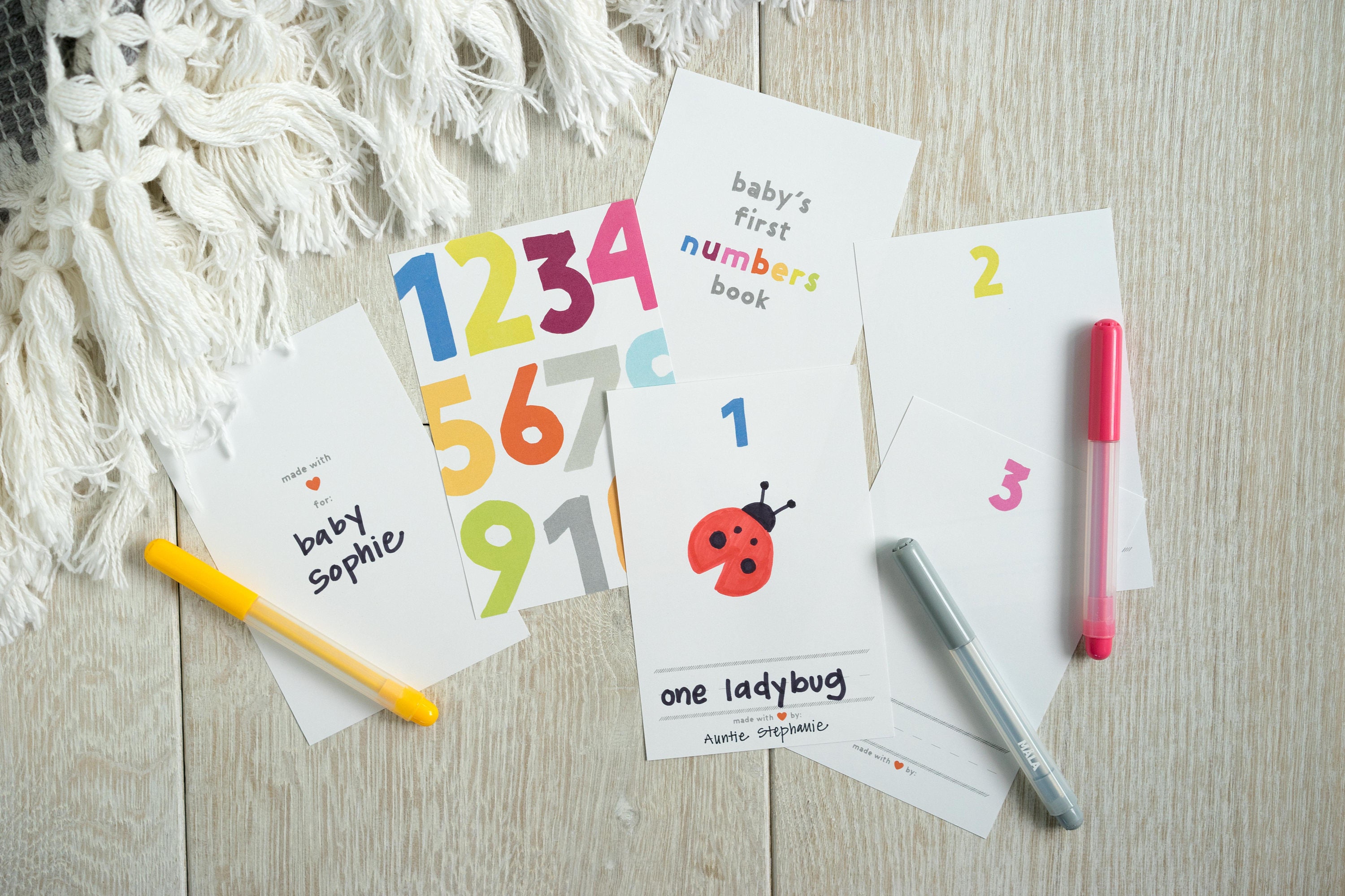 LETTER Size Printable DIY Colorful Numbers Book for Baby Shower ...