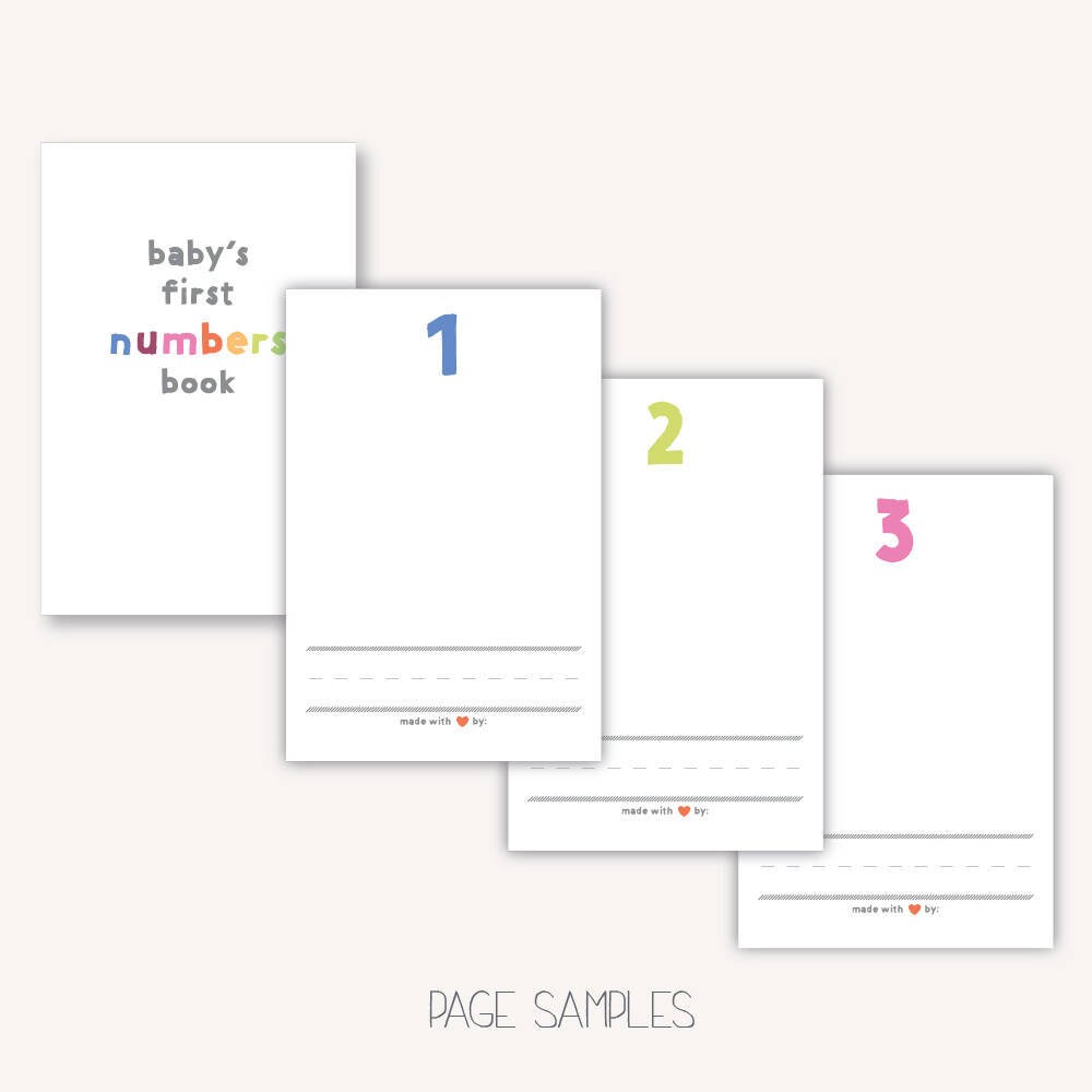 LETTER Size Printable DIY Colorful Numbers Book for Baby Shower ...