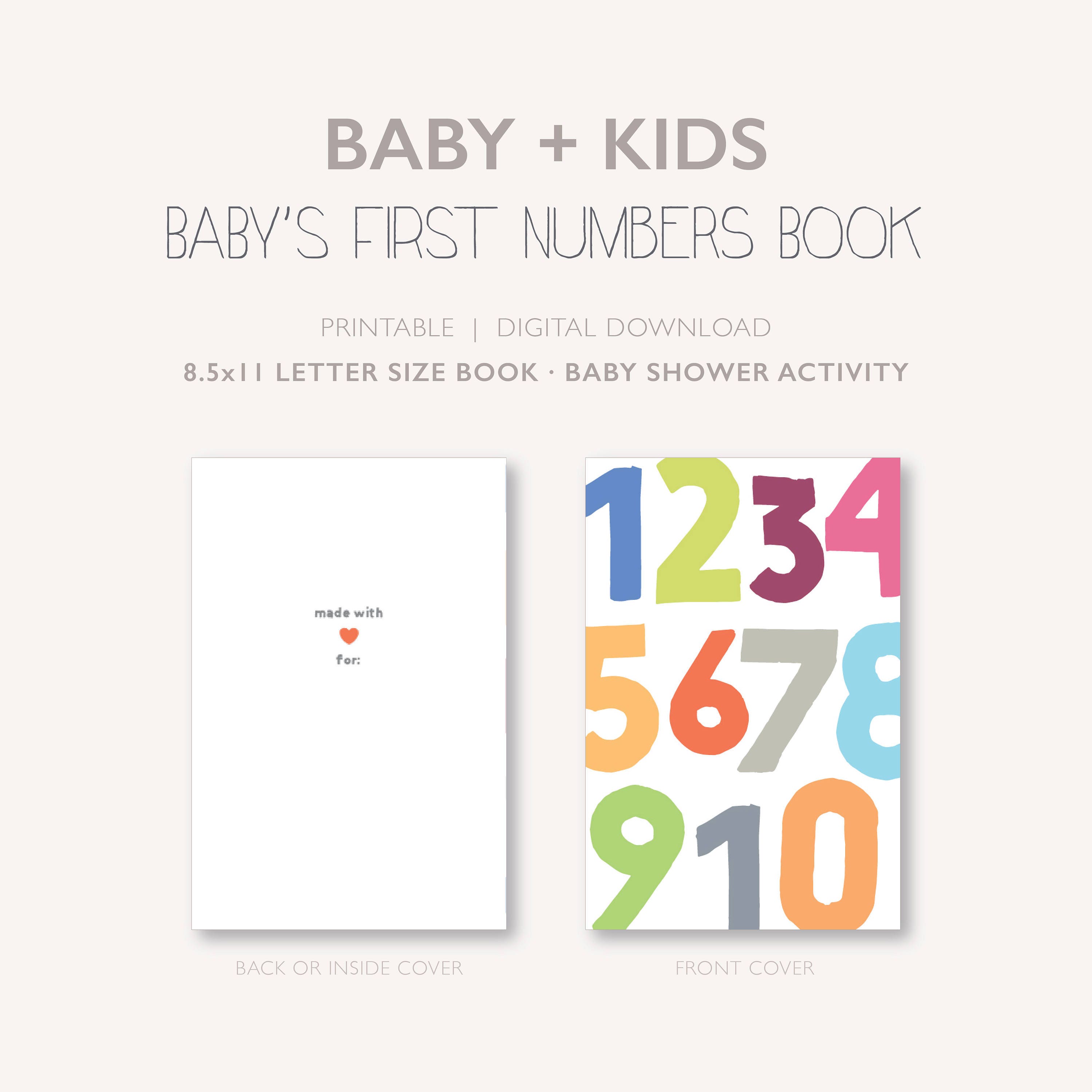 LETTER Size Printable DIY Colorful Numbers Book for Baby Shower ...