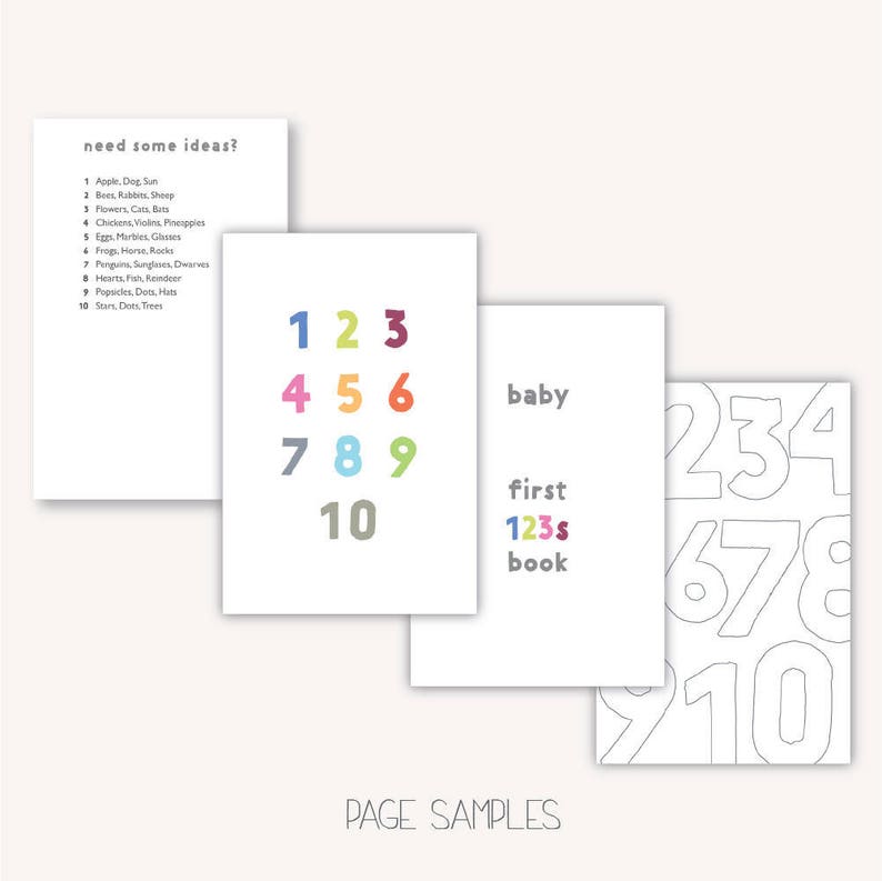 LETTER Size Printable DIY Colorful Numbers Book for Baby Shower ...