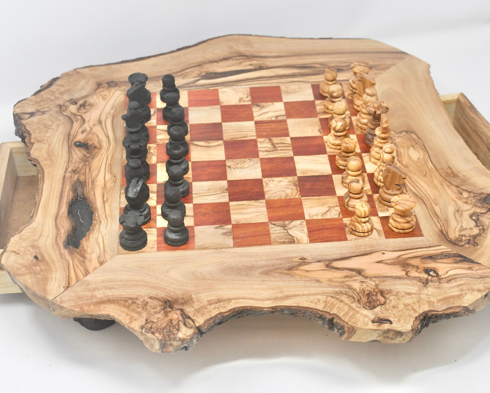 Unique Wooden Chess Set Handmade Rustic Olive Wood Chess Set - Etsy