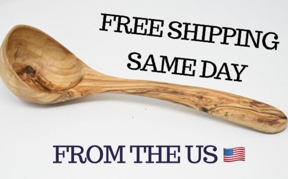 Traditional Olive Wood Ladle Rustic Wooden Ladle FREE | Etsy