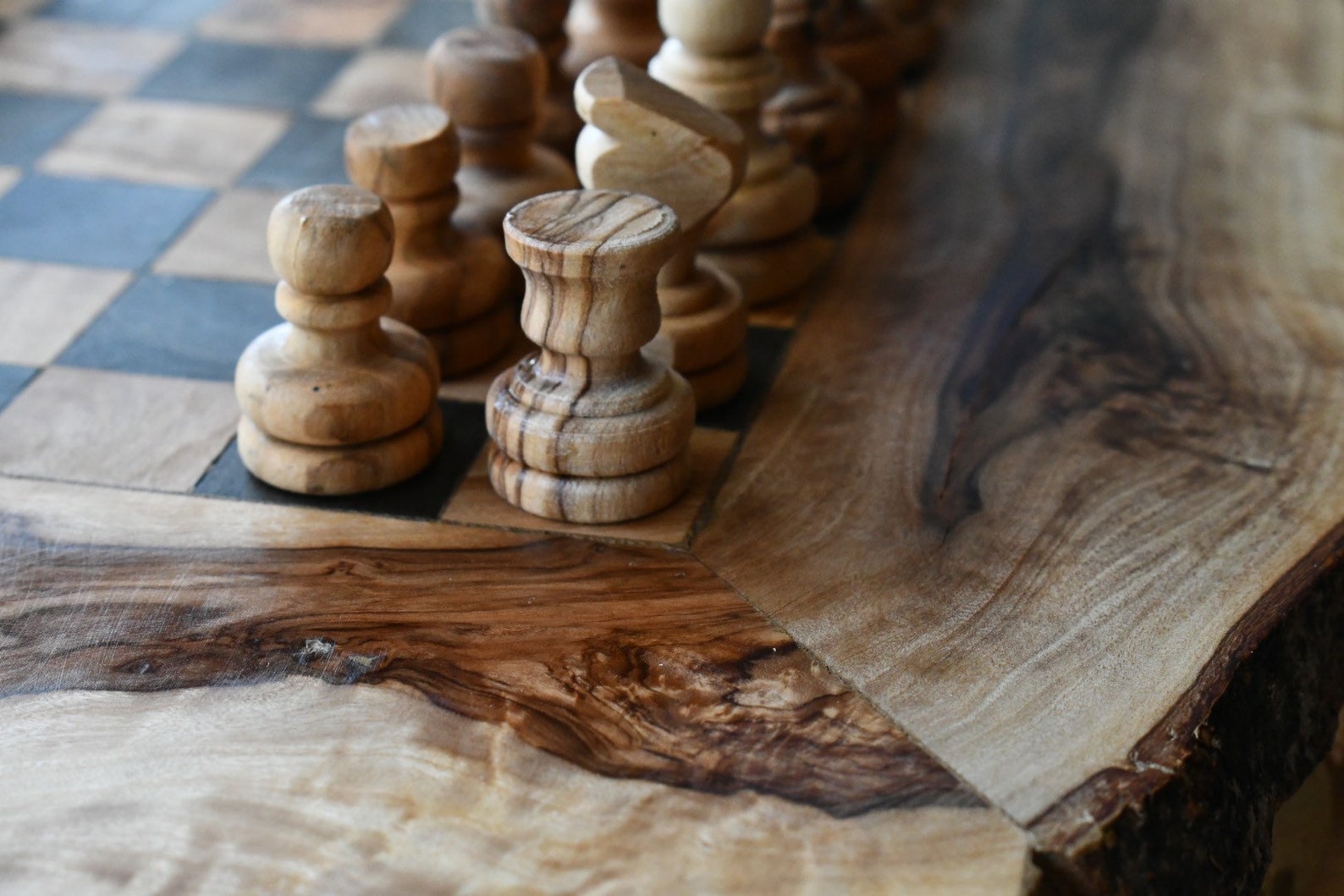 Unique Wooden Chess Set Handmade Rustic Olive Wood Chess Set - Etsy