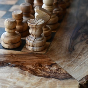Unique Wooden Chess Set Handmade Rustic Olive Wood Chess Set Luxury ...