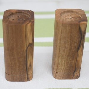 Rustic Salt and Pepper Shaker Set of 2 Olive Wood Canister, Kitchenware ...