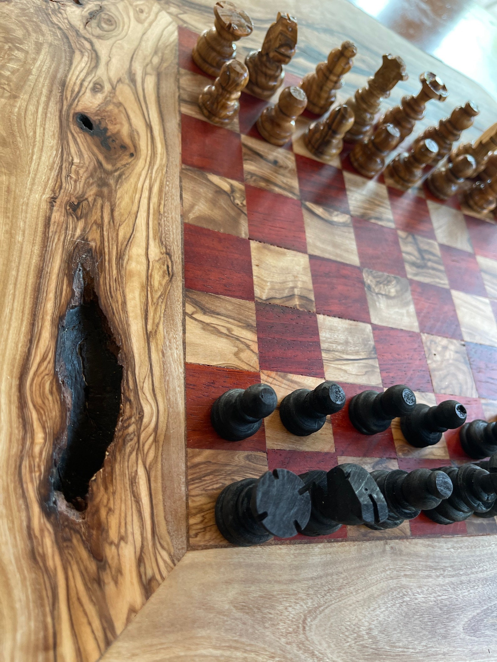 Unique Wooden Chess Set Handmade Rustic Olive Wood Chess Set - Etsy