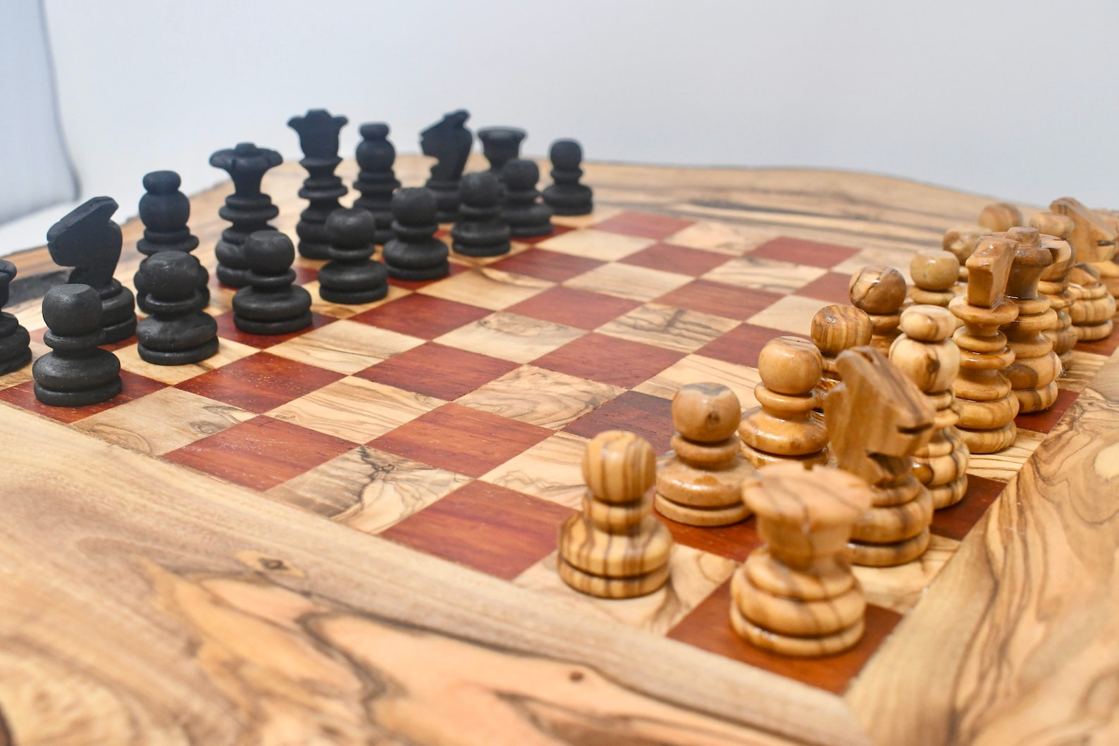 Unique Wooden Chess Set Handmade Rustic Olive Wood Chess Set - Etsy
