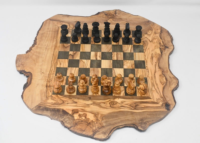 Unique Wooden Chess Set Handmade Rustic Olive Wood Chess Set - Etsy