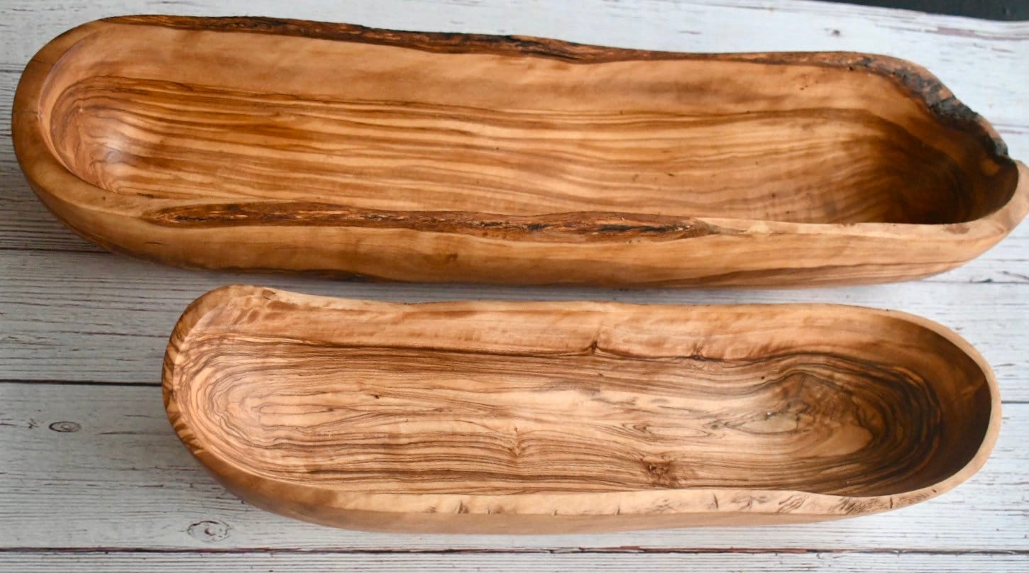 Handmade Olive Wood Bread Bowl: Rustic Kitchen Serving Tray (11 Inch ...