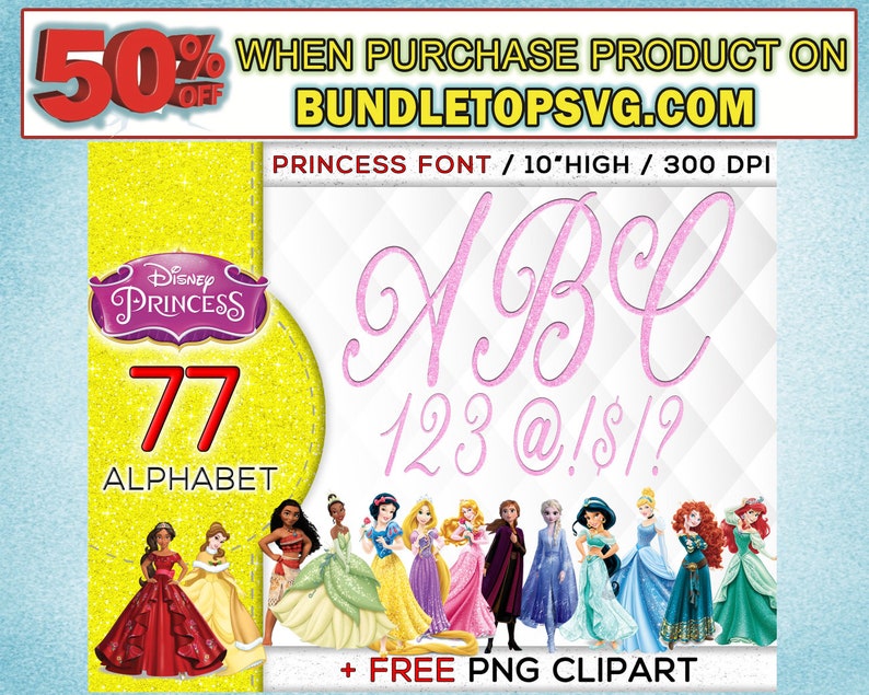 Princess Alphabet Princess Clipart Princess Font Pink | Etsy