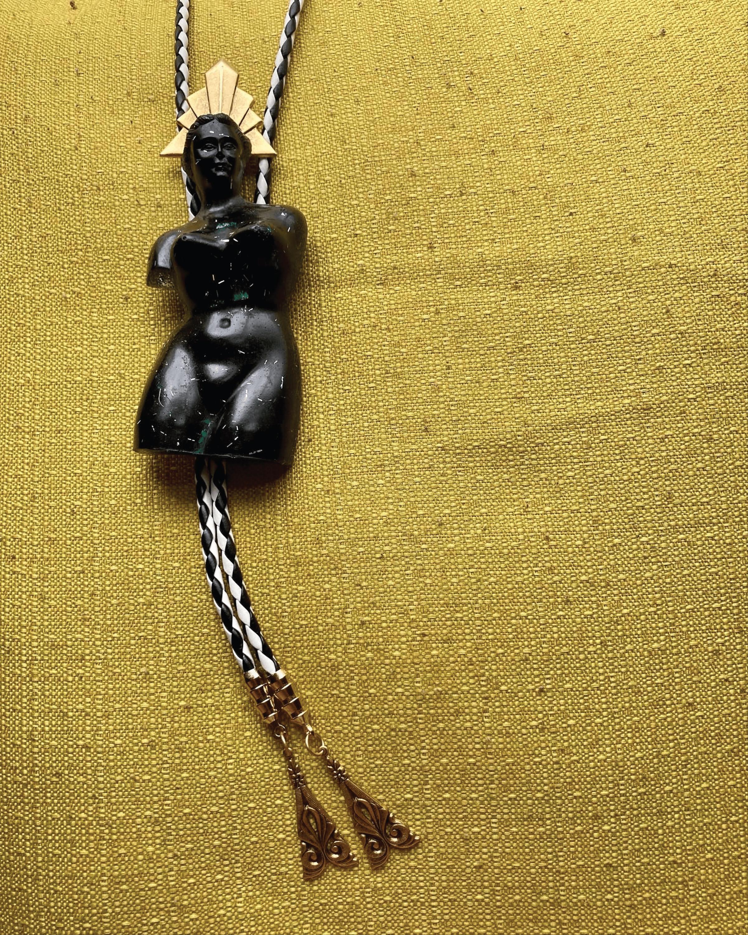 Venus Goddess Bolo Tie Alligator Pear Goods - Black Iridescent Venus De ...