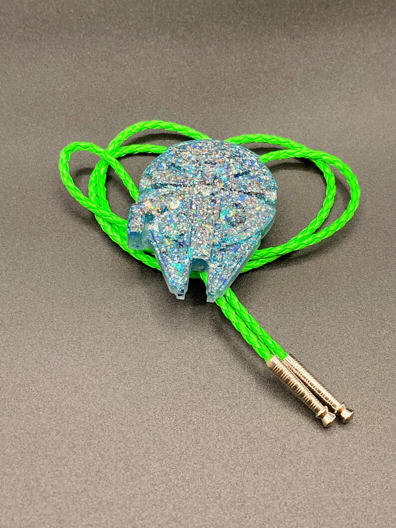 Star Wars Bolo Tie Millennium Falcon Blue Glitter Confetti Neon Green ...