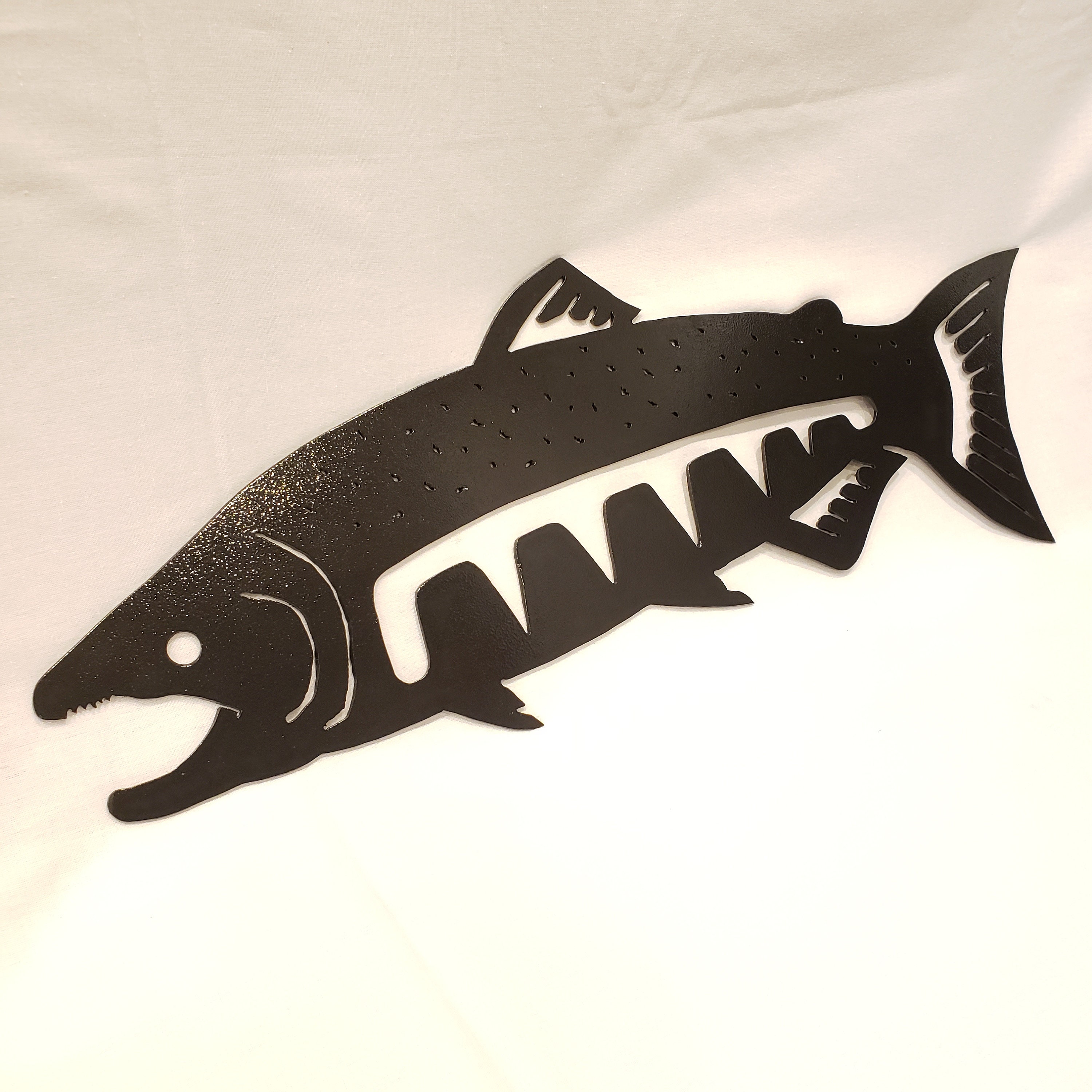 Salmon Wall Art 20" Hand Made Metal Sign, Metal Wall Art, Fish ...