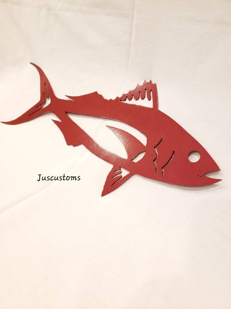 Red Snapper Fish Wall Art 17" Hand Made Metal Sign. Metal Wall Art ...