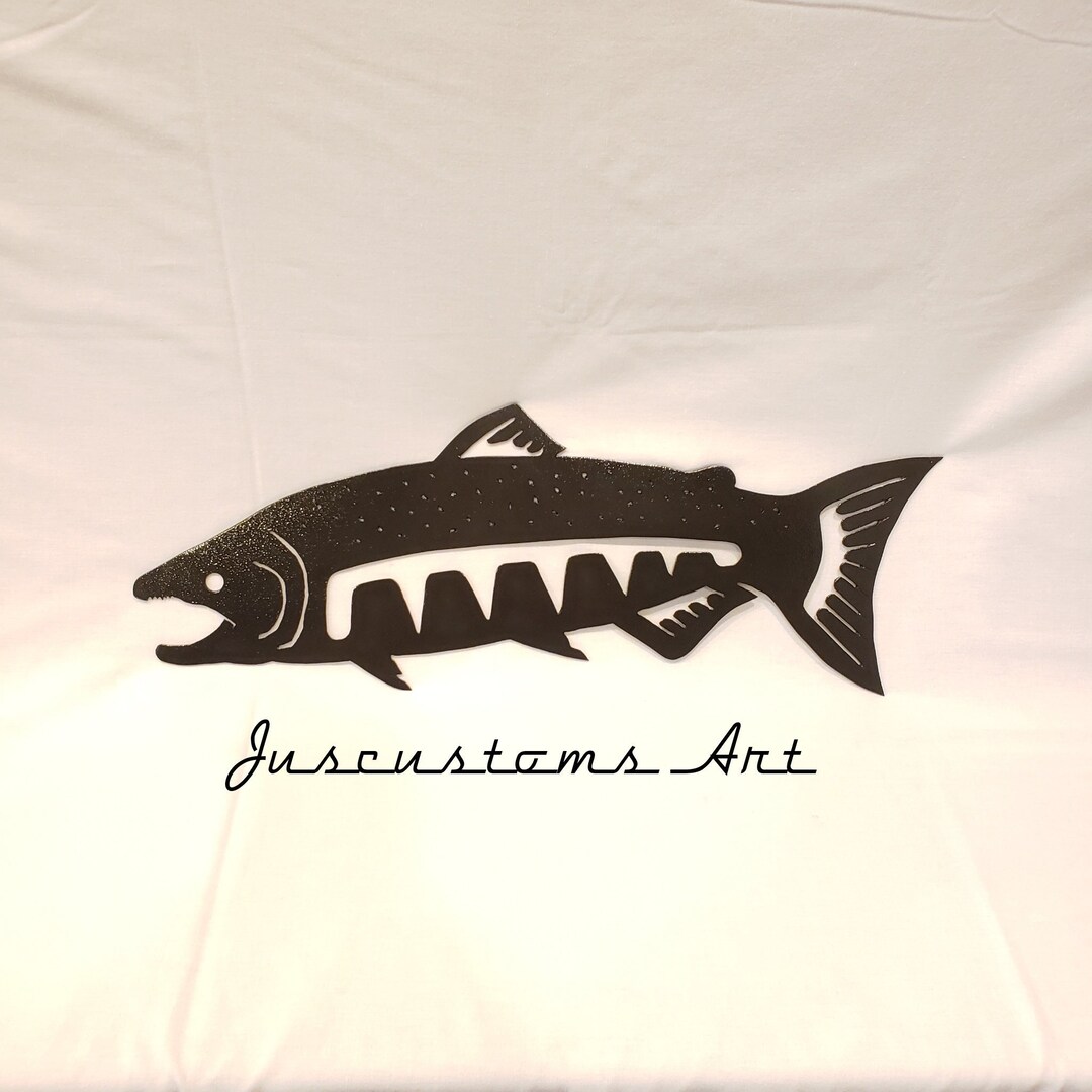 Salmon Wall Art 20 Hand Made Metal Sign, Metal Wall Art, Fish Sculpture ...