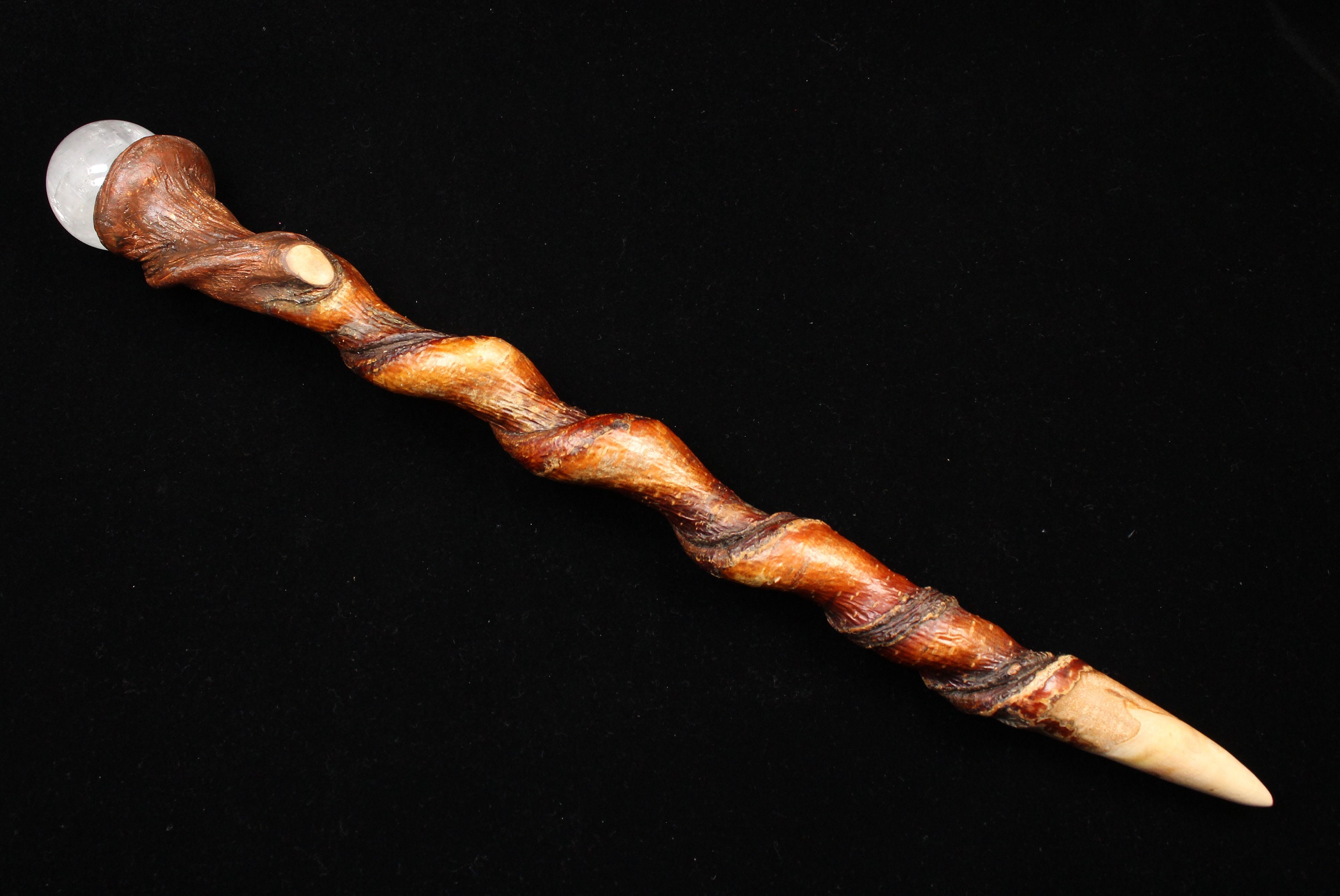 Crystal Ball Wand. Magic wand Hazel wood wand Twisted wood | Etsy