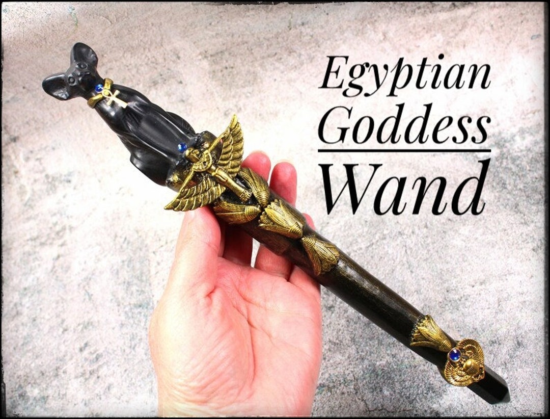 RESERVED Egyptian Wand, Bastet and Isis Goddess Wand, Handmade Egyptian ...