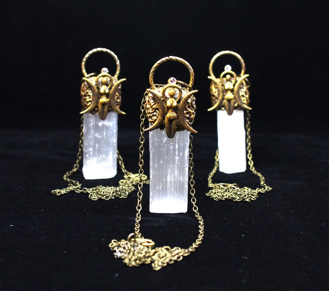 Goddess Pendant, Selenite Goddess Pendant, Crystal Goddess Necklace ...