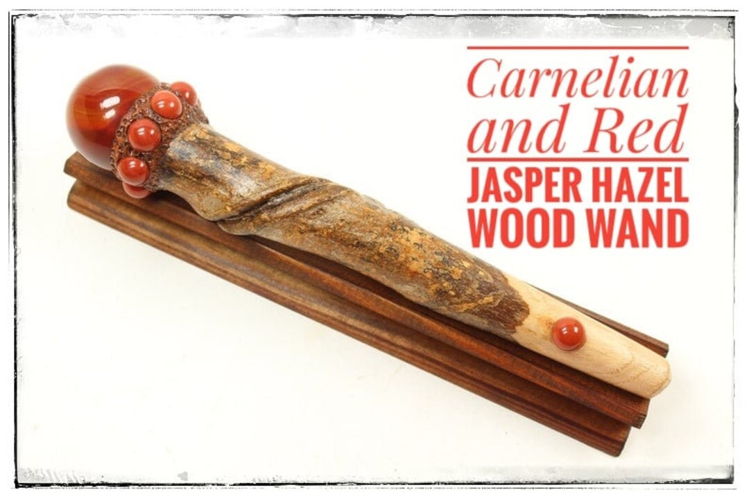 Hazel Wood Wand, Carnelian and Red Jasper Wand. - Etsy UK