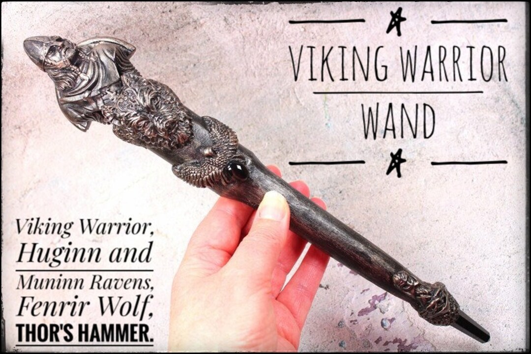 Viking Warrior Wand, Huginn and Muninn Ravens, Fenrir Wolf and Thor's ...