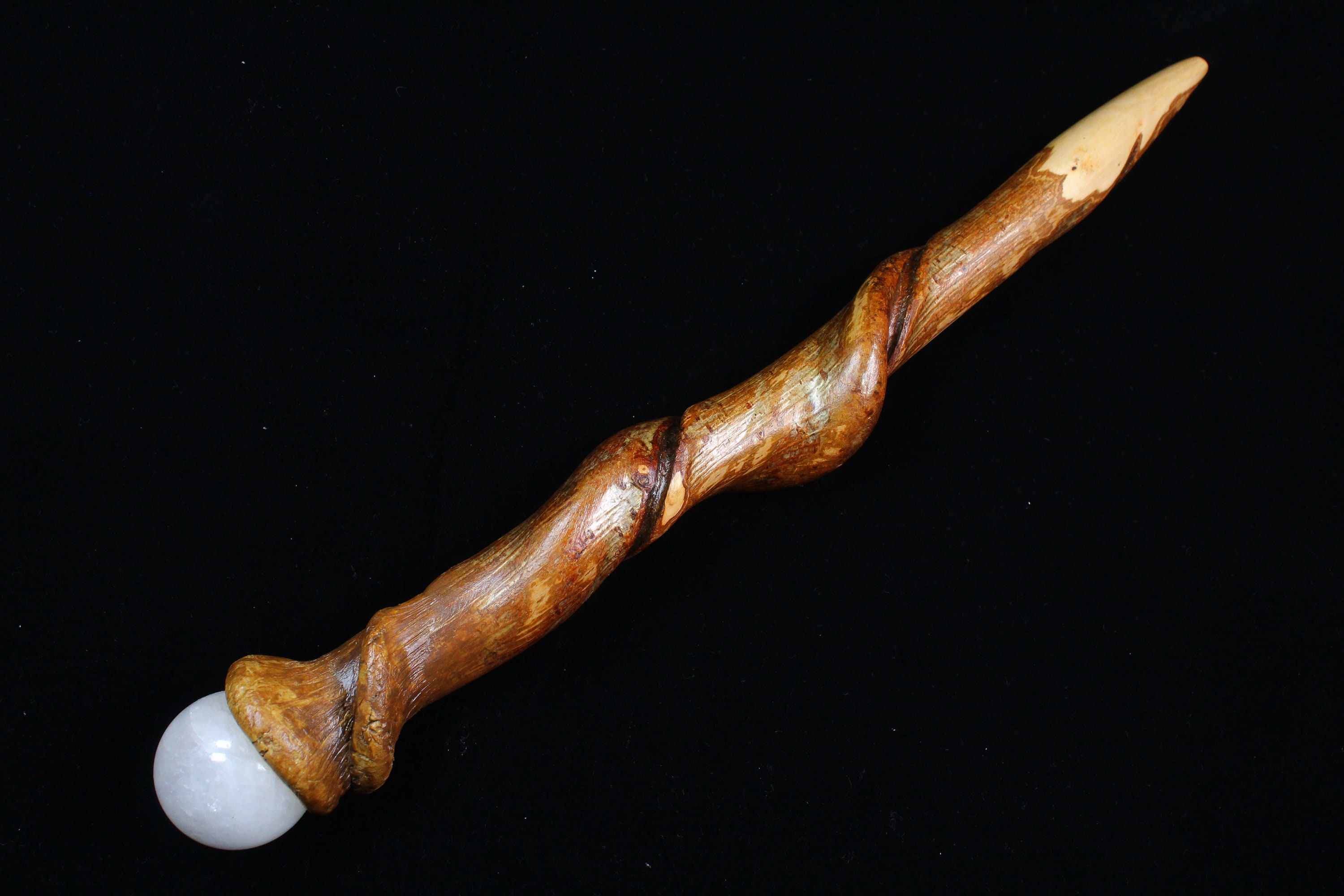 Crystal Ball Wand. Magic wand Hazel wood wand Twisted wood - Etsy Polska