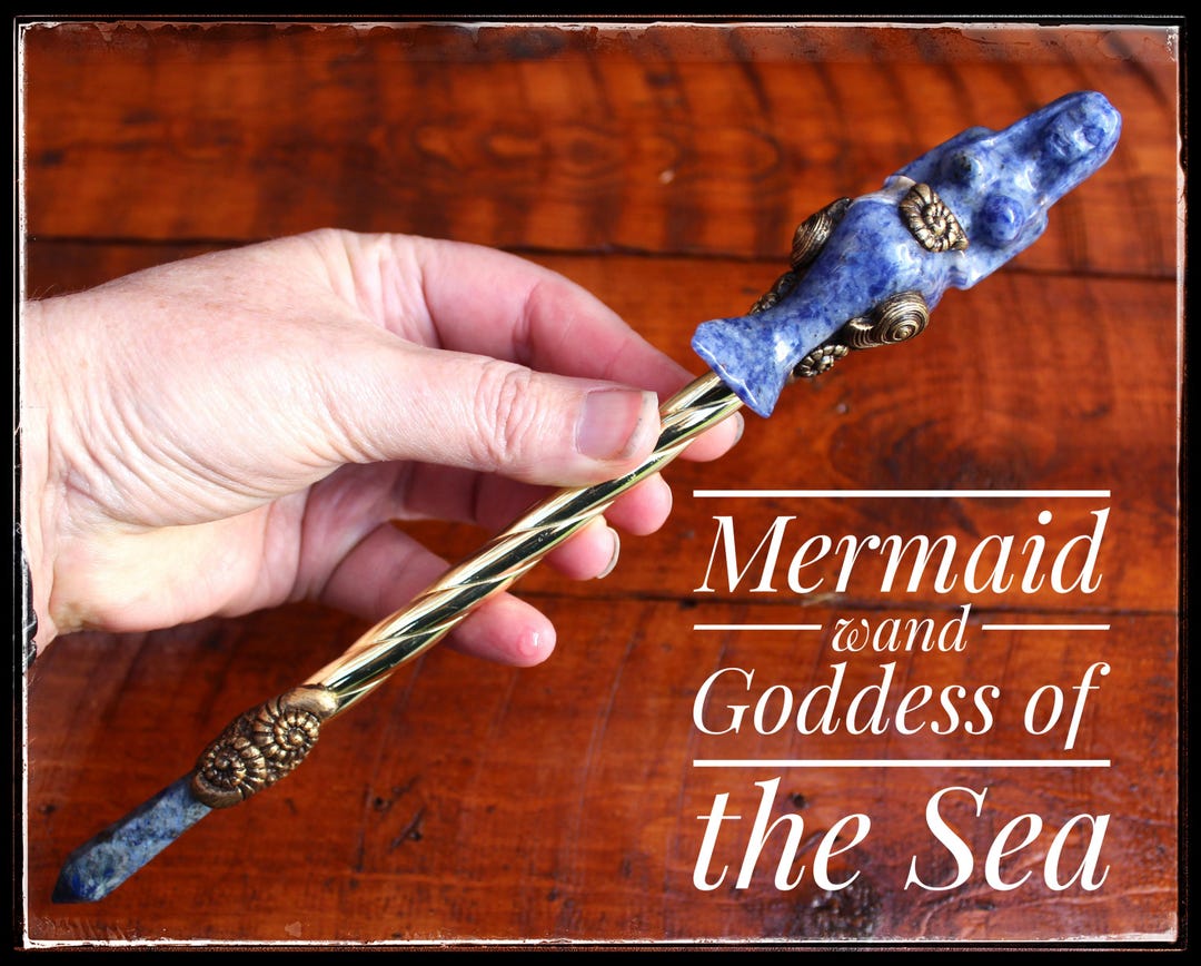 Mermaid Magic Wand, Goddess of the Sea Wand, Gemstone Mermaid Wand ...