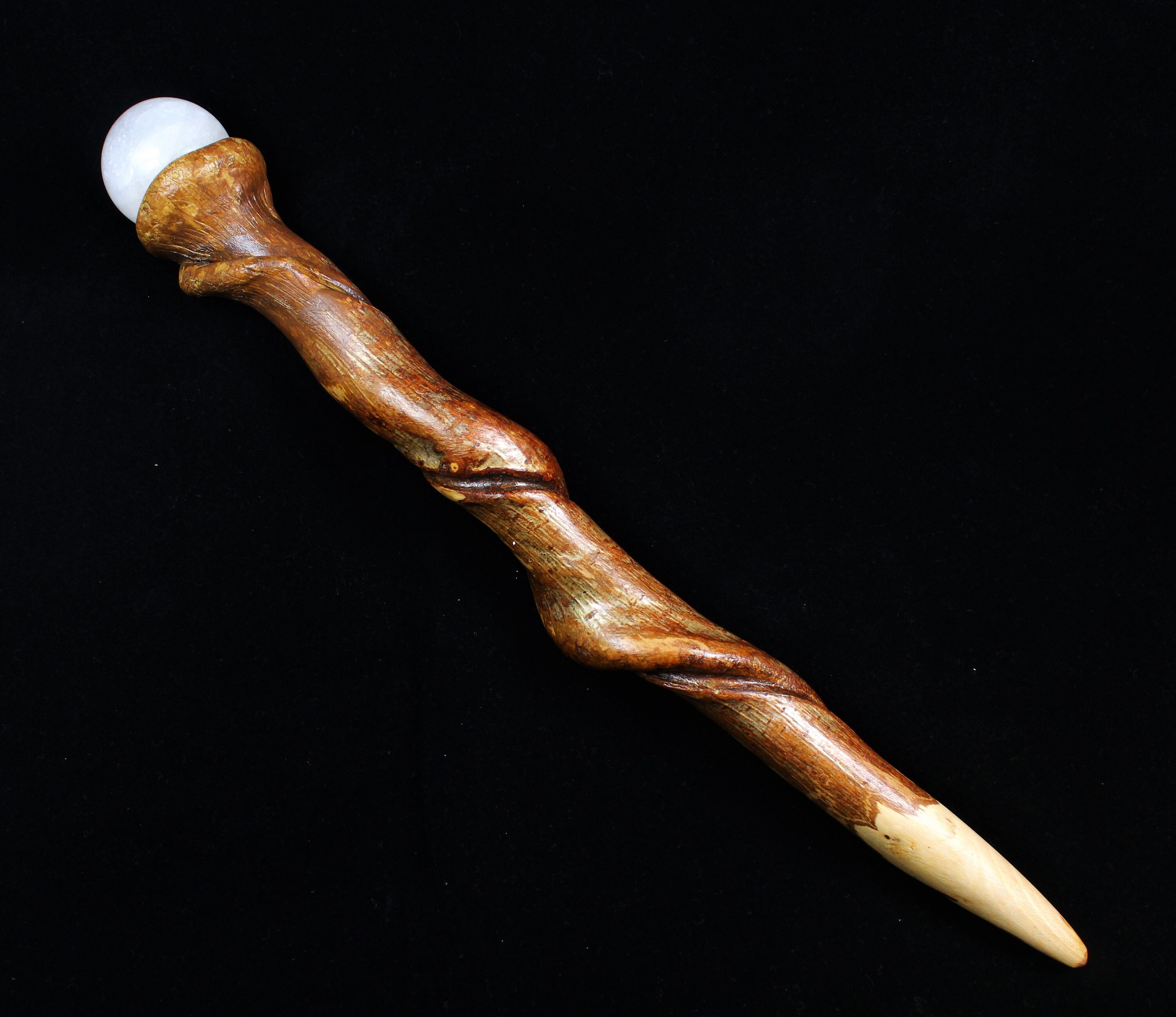 Crystal Ball Wand. Magic wand Hazel wood wand Twisted wood - Etsy Polska
