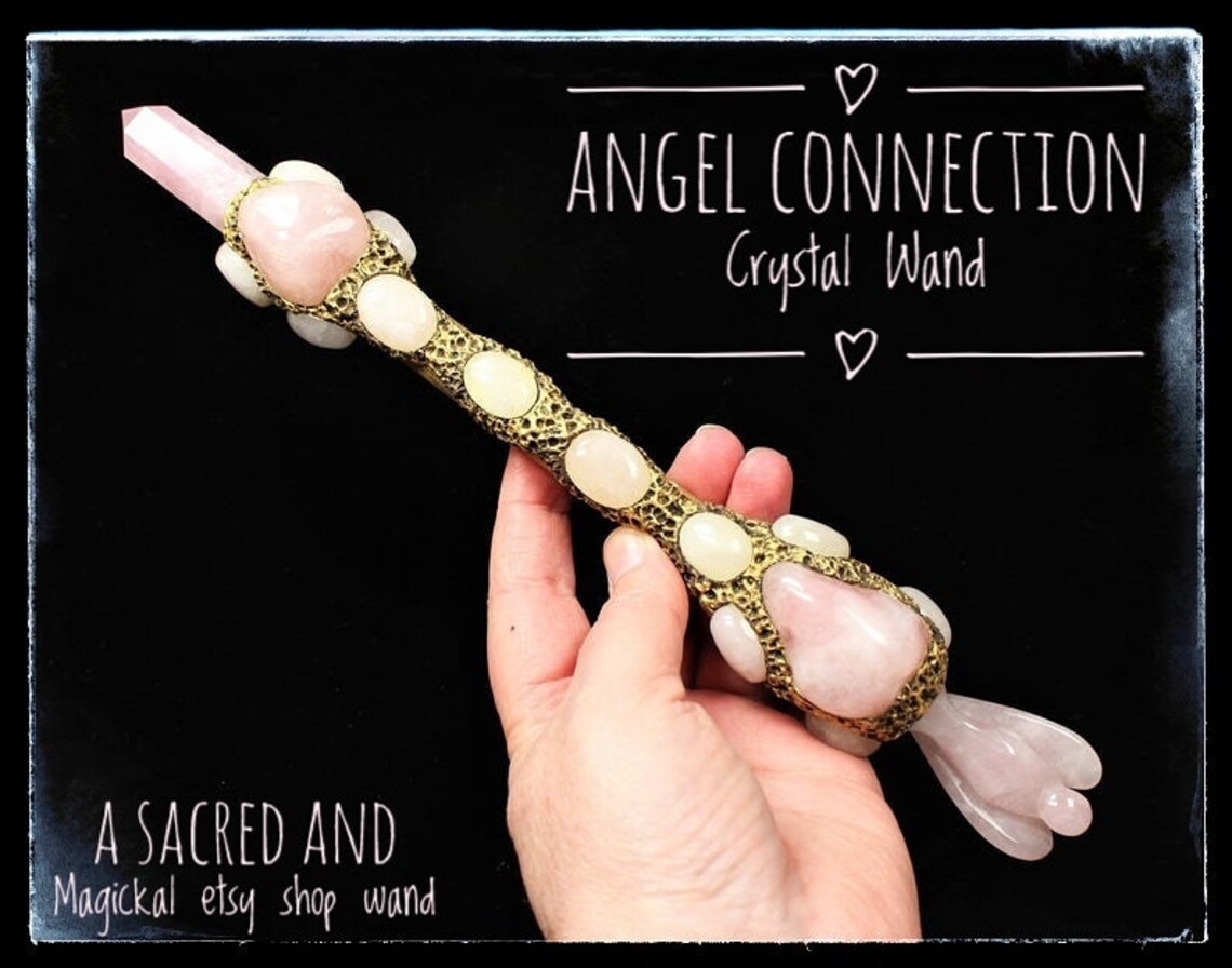 Angel crystal wand Rose Quartz wand Angel crystal wand | Etsy