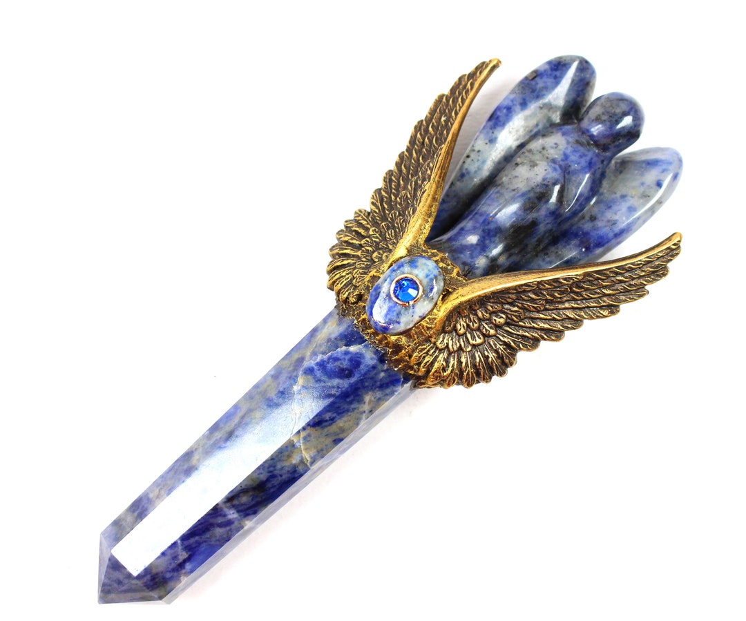 Angel Magic Wand, Crystal Angel Wand, Sodalite Blue Angel Wand, Angelic ...
