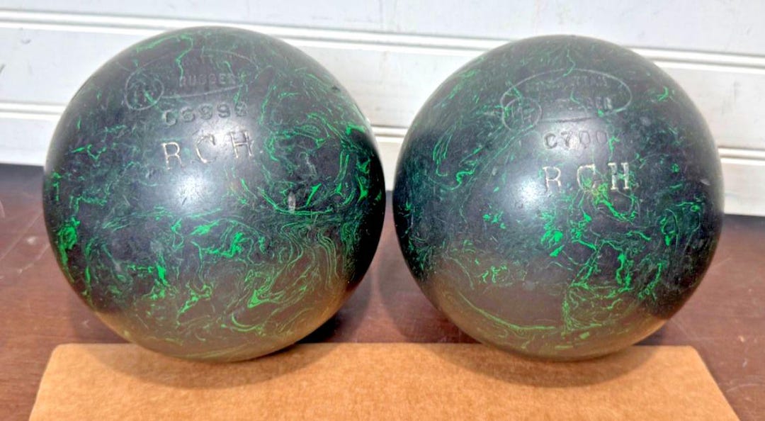 VTG Manhattan Rubber Duckpin Bowling Balls Black/green Marble USA - Etsy