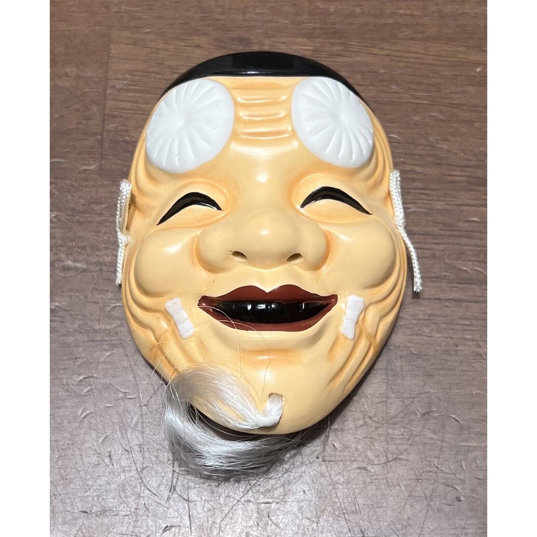 Vintage Japanese Mask Kabuki Old Man Small Wall Hanger Decor in ...