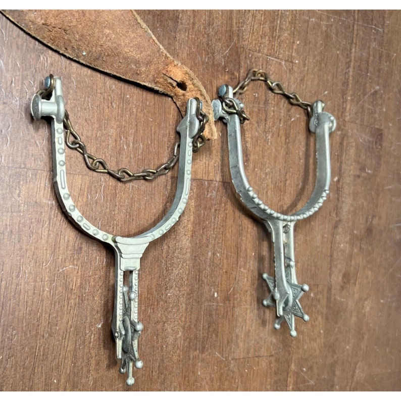Vintage Childs Kids Western Boot Spurs Small Decor Silver Tone lot 2 ...