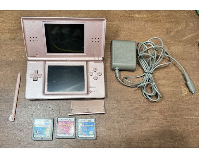 Nintendo DS Lite Rose Gold Console Bundle W/barbie, Dogz & Playground ...