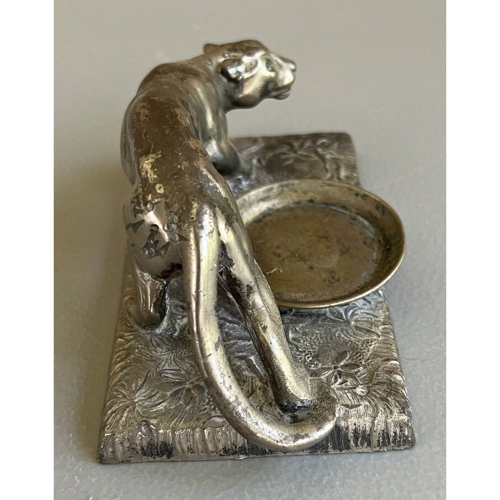 MCM Vintage Silver Tone Metal Panther Cougar Cat Figurine Sculpture ...
