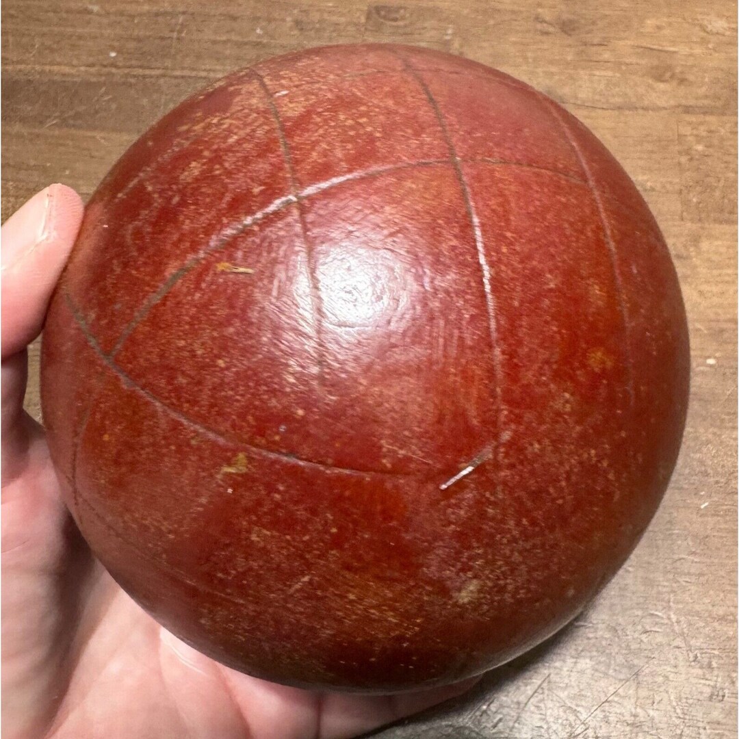 Vintage Leather Maroon/red Square Lined Pattern Bocce Ball - Etsy