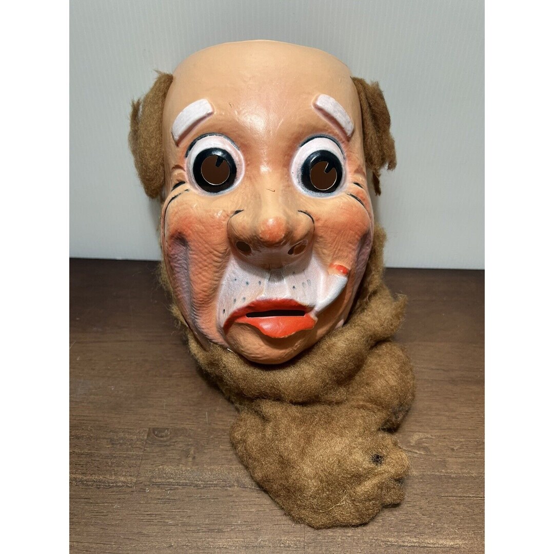 Vintage Plastic Halloween Mask Old Man With Beard - Etsy