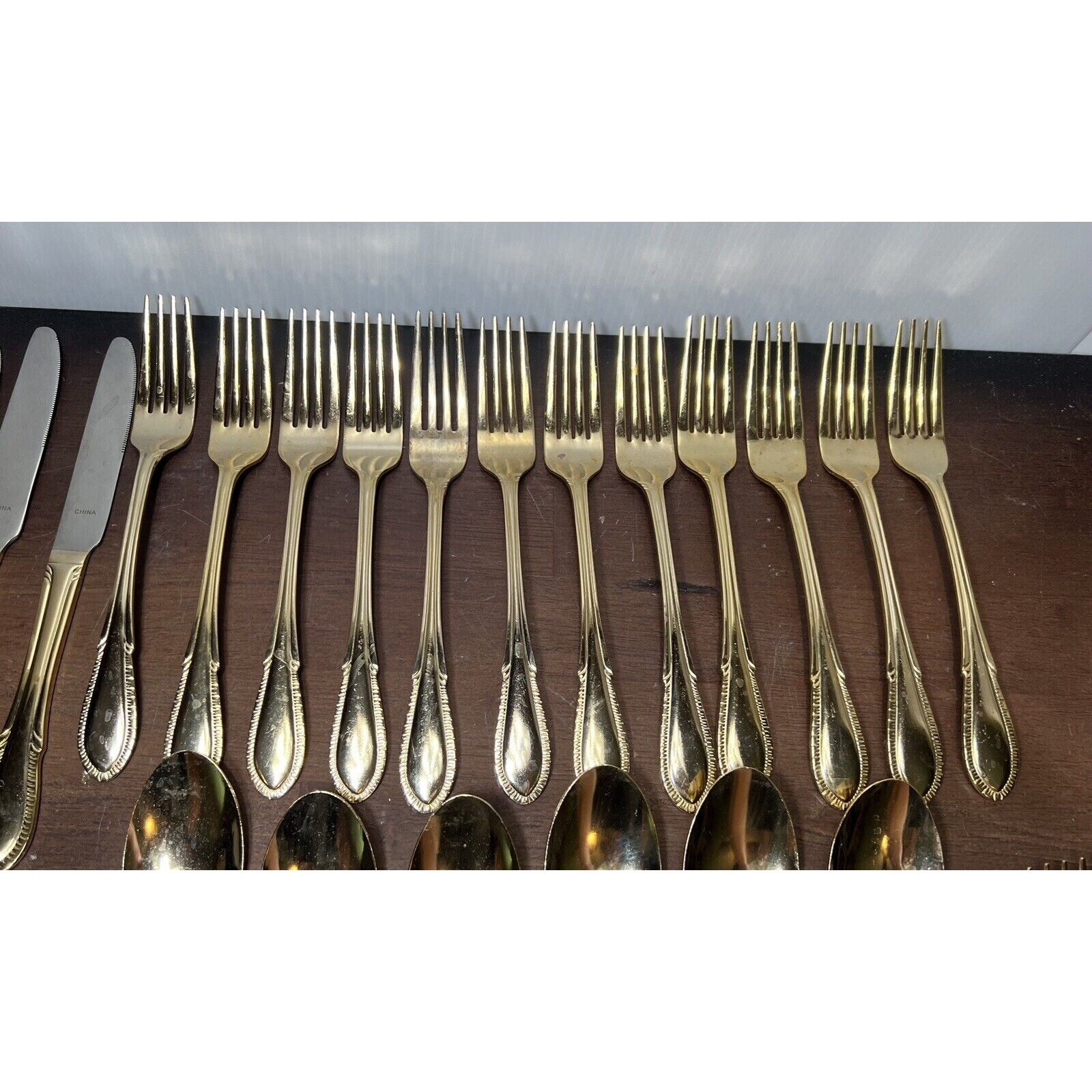 50 Pc Farberware BREEZE GOLD Flatware With Serving Pieces - Etsy