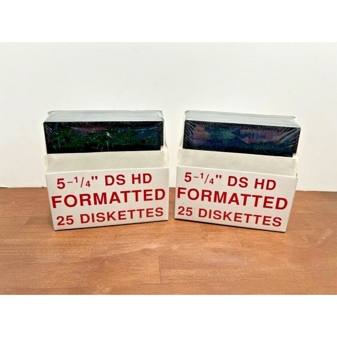 2 NOS Packs of 25 Count 5 1/4 DS HD Formatted Computer Diskettes New ...