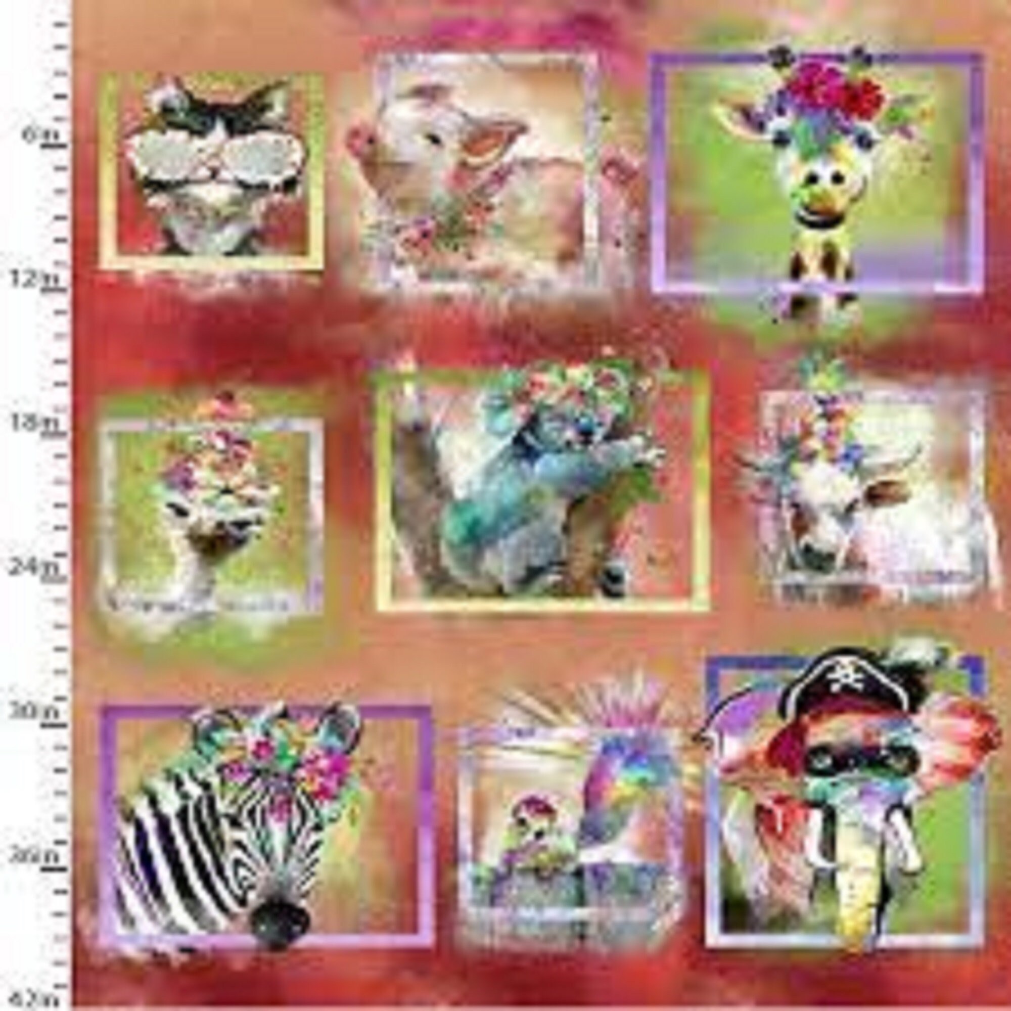 Party Animal Multi Panel, 100% Cotton Quilting Patchwork Fabric PANEL ...