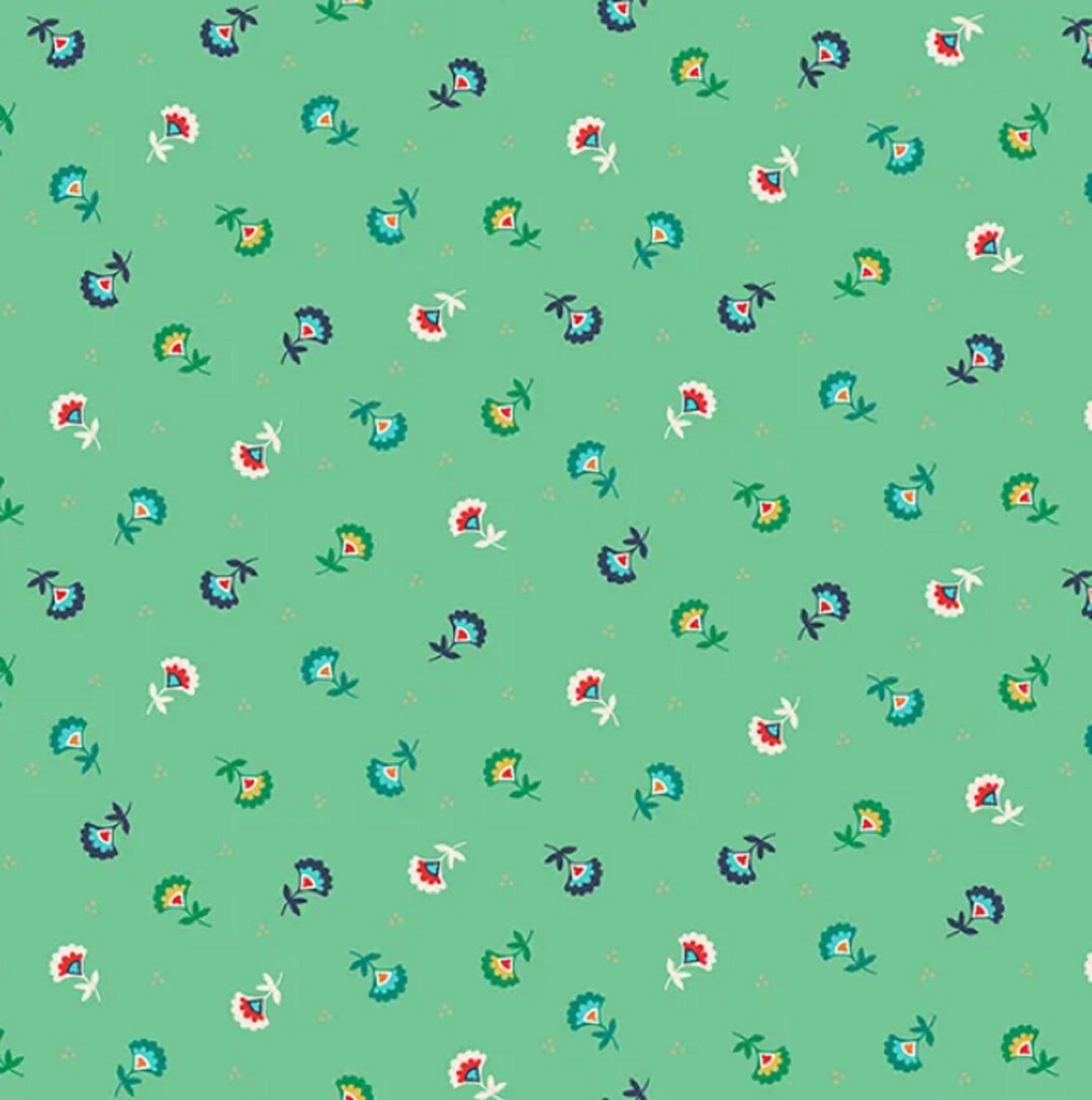 Folk Friends Folk Friends Sprigs Green 100% Cotton Quilting Patchwork ...